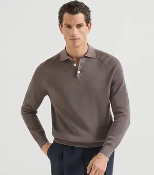 Brunello Cucinelli Cotton Polo Sweater - Brown
