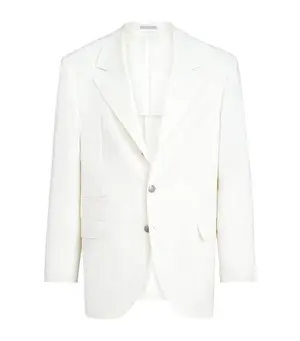 Brunello Cucinelli Linen-wool Single-breasted Blazer - White
