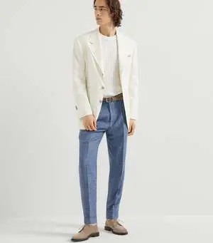 Brunello Cucinelli Linen-wool Single-breasted Blazer - White