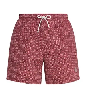 Brunello Cucinelli Embroidered Swim Shorts - Red