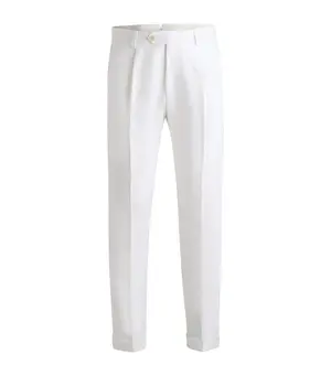 BOSS Linen Tailored Trousers - White