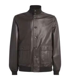 VALSTAR Leather Ino Bomber Jacket - Brown