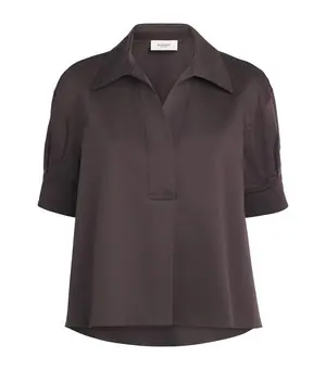 Agnona Stretch-cotton Polo Top - Brown