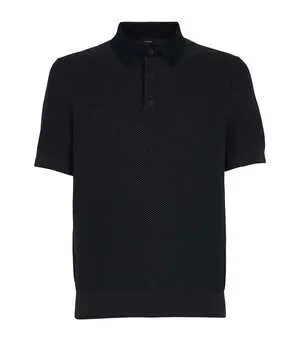 Vince Wool-blend Jacquard Polo Shirt - Navy
