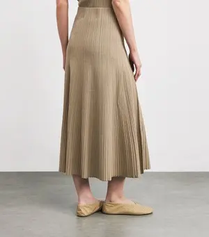 Agnona Cotton-silk Ribbed Midi Skirt