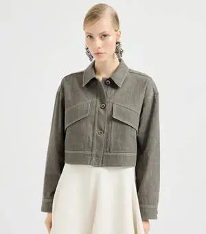 Brunello Cucinelli Cotton Twill Denim-effect Jacket - Green