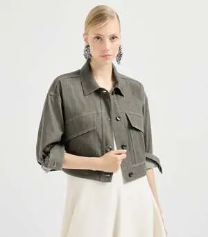 Brunello Cucinelli Cotton Twill Denim-effect Jacket - Green