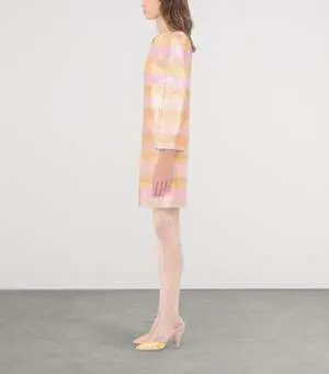 Valentino Garavani Metallic Stripe Mini Dress