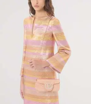 Valentino Garavani Metallic Stripe Mini Dress