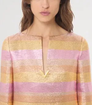 Valentino Garavani Metallic Stripe Mini Dress
