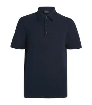 Brioni Cotton-silk Polo Shirt - Blue