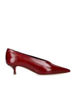 Le Monde Beryl Patent Leather Babouche Pumps 35 - Red