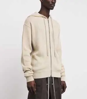 Rick Owens Wool Ribbed Zip-up Hoodie