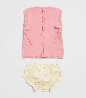 PAZ RODRIGUEZ Cotton Knitted Top And Bloomers Set