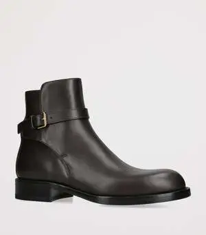 THE ROW Nobilis Leather Ankle Boots - Brown