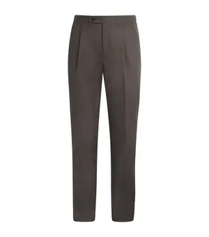 Brioni Cotton Pleated Trousers - Green