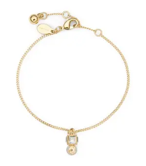 JIMMY CHOO Faux Pearl Cube Logo Bracelet - Gold