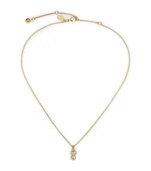 JIMMY CHOO Faux Pearl Cube Logo Pendant Necklace - Gold