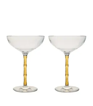 La DoubleJ Set Of 2 Bamboo Coupe Glasses - Yellow