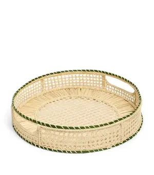 La DoubleJ Raffia Tray - Green