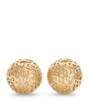 JIMMY CHOO Lace Sphere Logo Stud Earrings - Gold