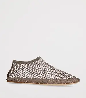 Christopher Esber Mesh Embellished Ballerina Flats - Brown