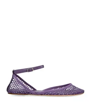 Christopher Esber Mesh Embellished Minette Buckled Ballet Flats - Purple