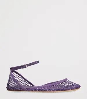 Christopher Esber Mesh Embellished Minette Buckled Ballet Flats - Purple