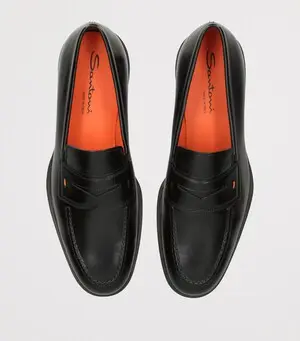 Santoni Leather Penny Loafers