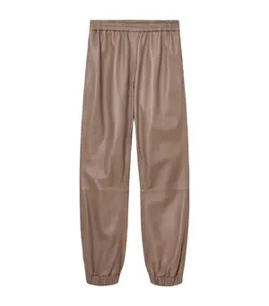 ALLSAINTS Leather Jen Sweatpants - Brown
