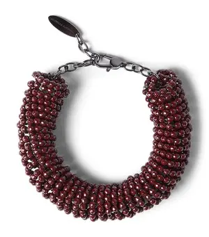 Brunello Cucinelli Sterling Silver Beaded Bracelet - Red