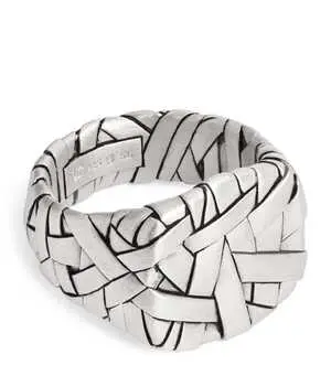 Tom Wood Rhodium-plated Sterling Quilt Ring - Silver