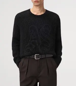 ALLSAINTS Embroidered Chainy Sweater - Black