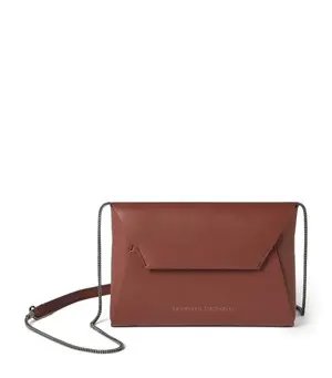 Brunello Cucinelli Leather Bc Pochette Clutch Bag - Red