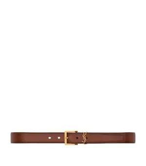 Saint Laurent Calfskin Cassandre Belt - Burgundy