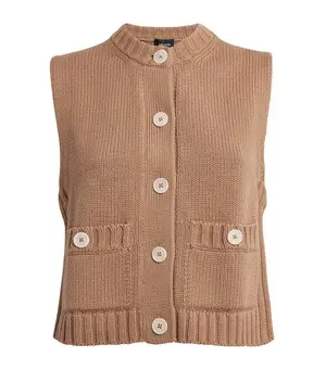 ME+EM Organic Cotton Buttoned Vest - Brown
