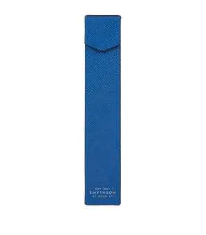 Smythson Panama Leather Bookmark - Blue