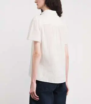 ME+EM Cotton Cheesecloth Blouse - White