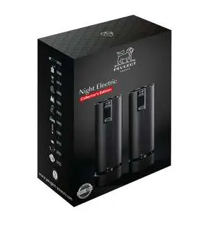 PEUGEOT Night Electric Salt And Pepper Mill Set - Black