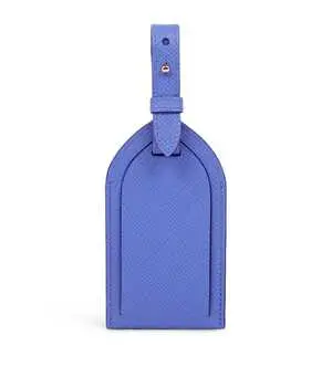 Smythson Calfskin Panama Luggage Tag - Purple