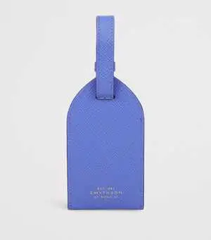 Smythson Calfskin Panama Luggage Tag - Purple