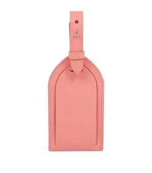 Smythson Calfskin Panama Luggage Tag - Pink