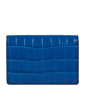 Smythson Calfskin Mara Folded Card Holder - Blue