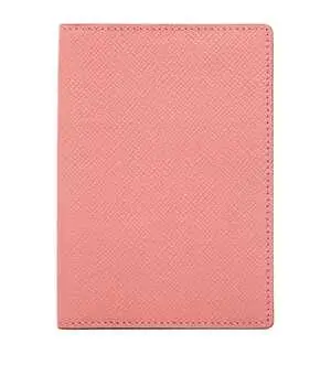 Smythson Calfskin Panama Passport Cover - Pink