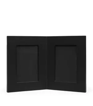 Smythson Calfskin Panama Double Frame - Black