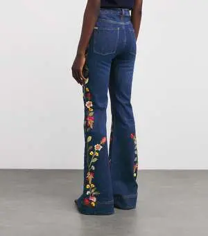 Alice + Olivia Embroidered Bootcut Jeans