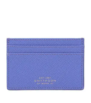 Smythson Calfskin Panama Card Holder - Purple