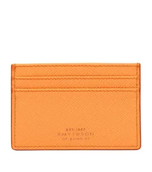 Smythson Calfskin Panama Card Holder - Orange