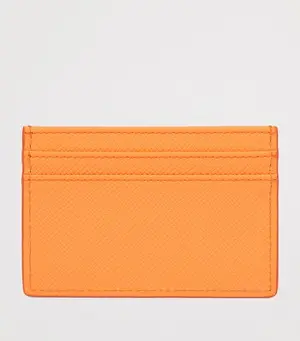 Smythson Calfskin Panama Card Holder - Orange