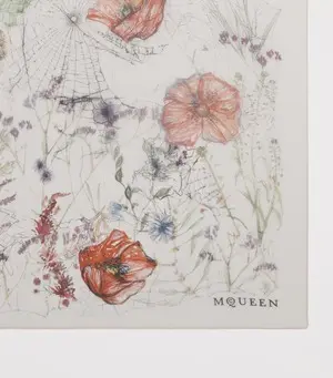 Alexander McQueen Silk Spider Floral Scarf - Ivory